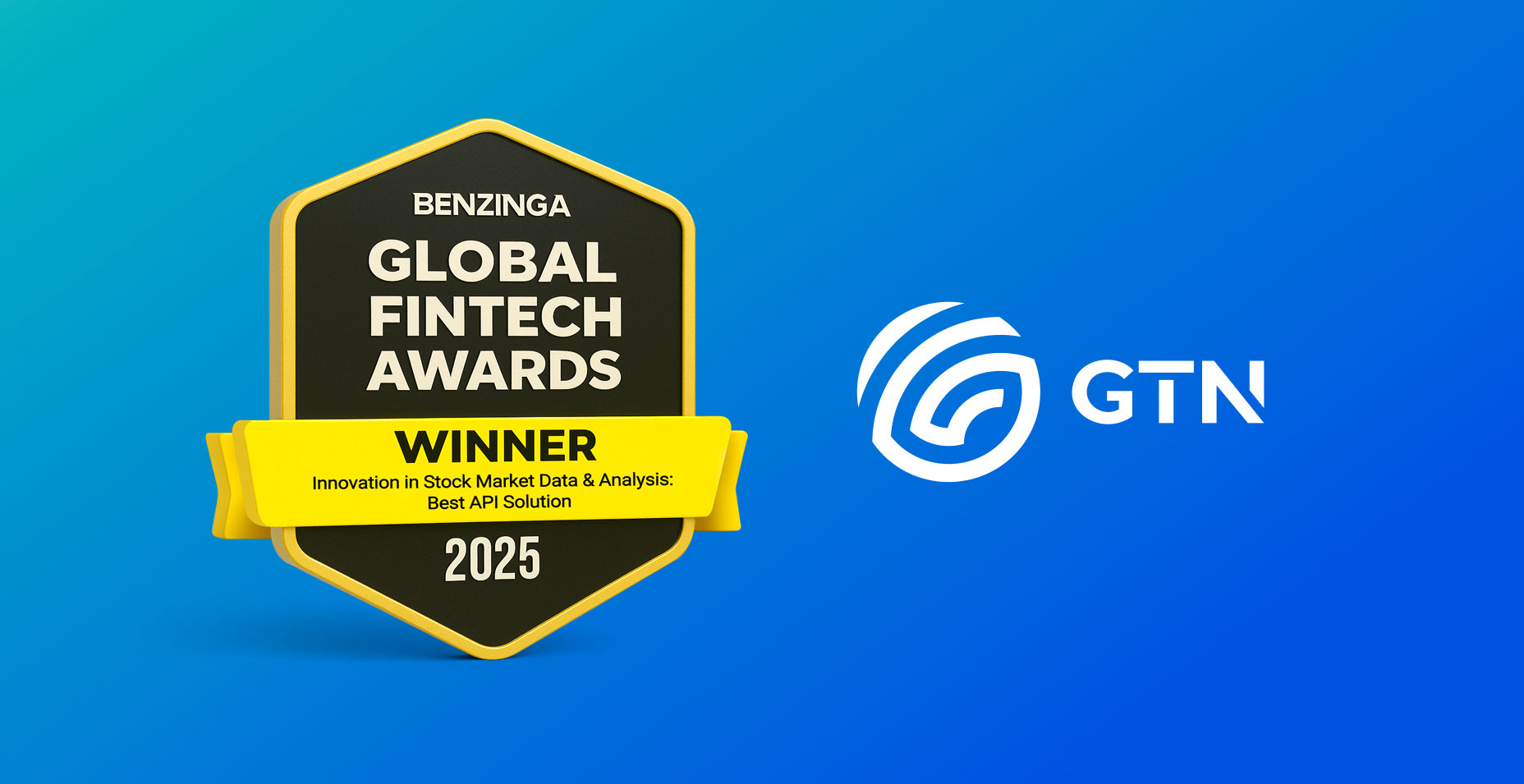 GTN Wins Benzinga Best API Solution 2025